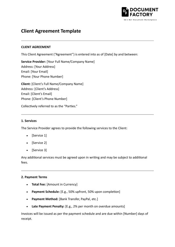 Client Agreement Template – Document Factory