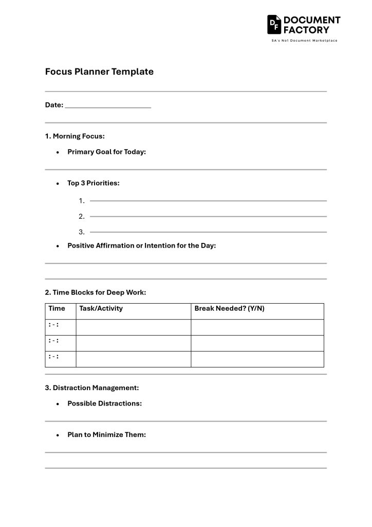 Focus Planner – Document Factory