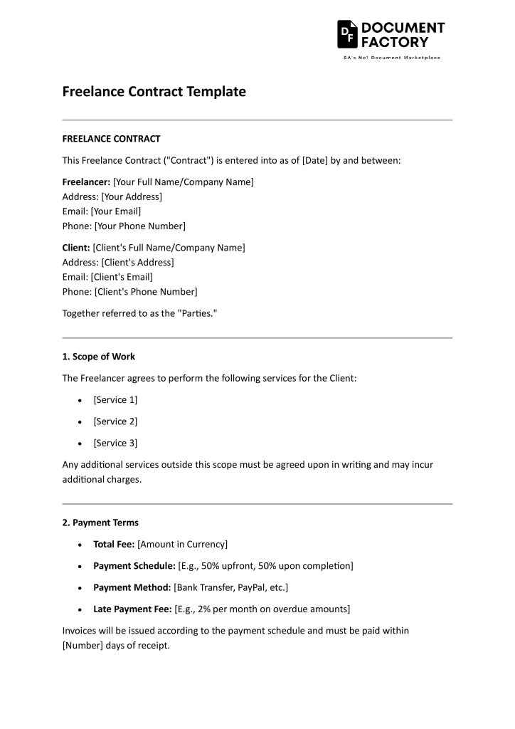 Freelance Contract Template – Document Factory