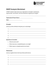 SWOT Analysis Worksheet – Document Factory