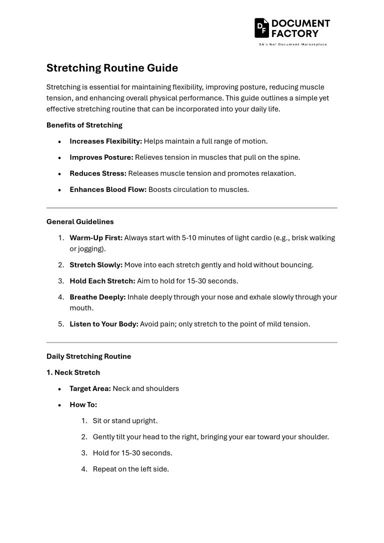 Stretching Routine Guide – Document Factory